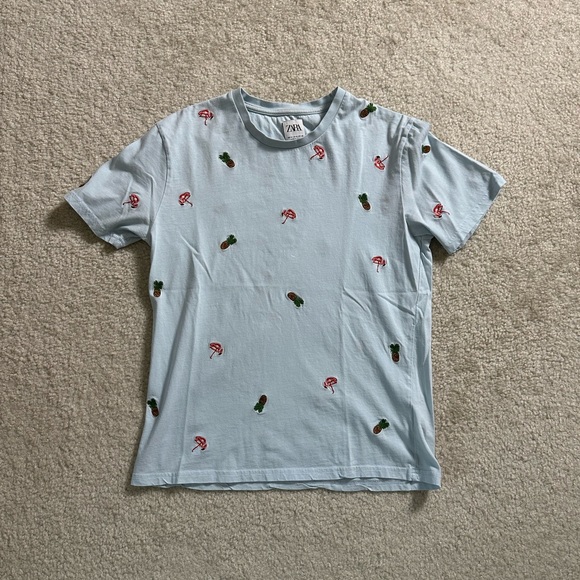 Zara | Shirts | Zara Embroidered Allover Pattern Tshirt | Poshmark
